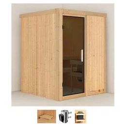 Karibu Sauna "Milaja" Saunen 3,6-kW-Plug & Play Ofen mit integrierter Steuerung Gr. Saunaofen, integrierte Steuerung, 3,6 kW, beige (naturbelassen)