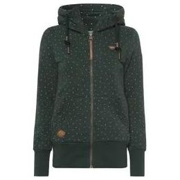 Kapuzensweatjacke Ragwear "NESKA DOTS MULTICOLOR ZIP O", Damen, Gr. S (36), grün, Sweatware, Obermaterial: 100% Baumwolle, bedruckt, mehrfarbig, kontrastfarbene Details, gepunktet, casual, relaxed fit, Langarm Rippbündchen, Sweatjacken, Longsleeve Jacke im Multicolor-Allover-Dots-Print-Design