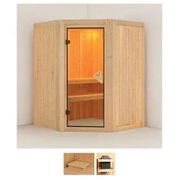 Karibu Sauna "Larin" Saunen ohne Ofen Gr. ohne Ofen, beige (naturbelassen)