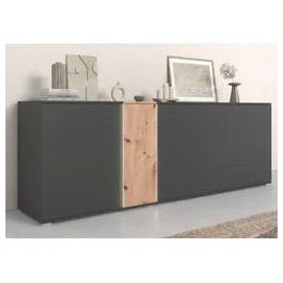 Sideboard COTTA "Montana" Sideboards Gr. B/H/T: 235cm x 79cm x 45cm,, schwarz (schwarz/artisan) Kommode, Breite 235 cm, inkl. LED-Beleuchtung und Push-To-Open