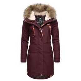 Winterjacke Ragwear "Tawny" Gr. L (40), rot (dunkelrot) Damen Jacken stylischer Winterparka mit großer Kapuze und Kunstfellkragen