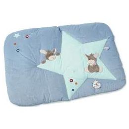 Krabbeldecke Sterntaler "Emmi", blau, B:130cm L:95cm, Polycotton, Flausch, Softvelour, Wohndecken