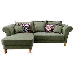 Ecksofa Home Affaire "Tassilo L-Form" Sofas Gr. B/H/T: 262cm x 95cm x 198cm, Struktur fein, Recamiere links, REC-2, grün