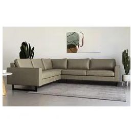 Ecksofa Places of Style "Pinto, 250/290 cm, langer Schenkel, XXL, Ottomane" Sofas Gr. B/H/T: 290cm x 85cm x 250cm, Luxus-Microfaser in Lederoptik, langer Schenkel links, grau (taupe) Cord, Feincord, Luxus-Microfaser Leder und Chenille