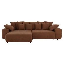 Ecksofa Home Affaire "Sundance II, L-Form" Sofas Gr. B/H/T: 318 cm x 87 cm x 188 cm, Microfaser PRIMABELLE, Recamiere beidseitig montierbar, inkl. Bettkasten-inkl. Bettfunktion-inkl. Topper, braun (mocca) mit DuraSpring-Taschenfederkern bis 140 kg belastbar