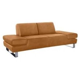 2-Sitzer W.Schillig "taboo" Sofas Gr. B/H/T: 202cm x 76cm x 91cm, Stoff S37, mit Armlehnenverstellung, gelb (brandy s37) mit Normaltiefe, inklusive Armlehnenverstellung