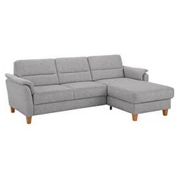 Ecksofa Home Affaire "Palmera L-Form" Sofas Gr. B/H/T: 244cm x 89cm x 163cm, Struktur, Recamiere rechts, ohne Bettfunktion-ohne Bettkasten, silberfarben (silber) Federkern, wahlweise mit Bettfunktion und mitohne Bettkasten