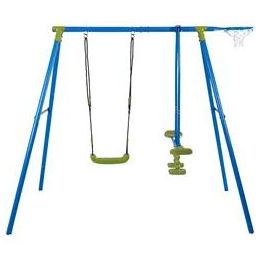 Schaukelkombination SANDORA Schaukeln blau (blau/grün) Kinder Schaukel + Wippe Ballring, Aufbaumaße H x L B 180 136 224 cm