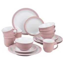 Kombiservice RETSCH ARZBERG "Geschirr-Set, Service CAMDEN" Geschirr-Sets Gr. 16 tlg., rosa (pink, rosè) rustikaler Landhaus-Charm, 16 Teile, für 4 Personen