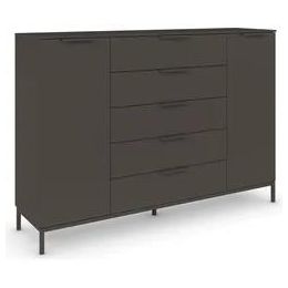 Kommode Rauch "Flipp" Sideboards Gr. B/H/T: 160 cm x 111 cm x 42 cm, 5 St., grau (graphit) 2-türig mit 5 Schubladen und Soft-Close-Funktion in zwei Breiten