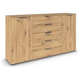 Kommode Rauch "Flipp" Sideboards Gr. B/H/T: 180cm x 100cm x 42cm, 5 St., braun (eiche artisan) 2-türig mit 5 Schubladen und Soft-Close-Funktion in zwei Breiten