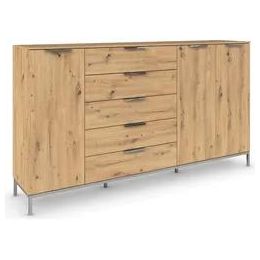 Kommode Rauch "Flipp" Sideboards Gr. B/H/T: 200 cm x 111 cm x 42 cm, 5 St., braun (eiche artisan) 3-türig mit 5 Schubladen und Soft-Close-Funktion