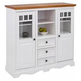 Highboard Home Affaire "Melissa" Sideboards gelb (weiß, honigfarben) Vitrine, Breite 132 cm