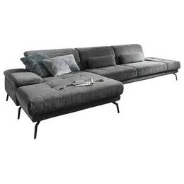 Ecksofa DIE PLANBAR "MP-IN20126 L-Form" Sofas Gr. B/H/T: 328cm x 82cm x 190cm, Chenille, Ottomane links, Kopfteilverstellung-Federkern, grau (anthrazit) mit Kopfteilverstellung, optional Funktionen, Federkern