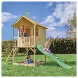 Spielhaus 50NRTH "»Holz Stelzenhaus, Wald«" Spielhäuser beige (natur) Kinder Spielhaus mit Rutsche, Natur