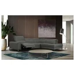 Ecksofa Calia italia "Benja, Designsofa mit erstklassigen Komfortfunktionen zum Wohlfühlen", grau (iron), B:294cm T:227cm, Sofas, in Leder, mit elektrischer Relaxfunktion