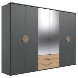 Drehtürenschrank wimex "Toscana" Schränke Gr. B/H/T: 270 cm x 210 cm x 58 cm, 6 St., braun (graphit, artisan eiche nachbildung) Mit attraktiven Griffscheiben in Vollholzoptik, 225 oder 270cm breit