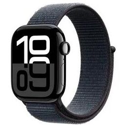 Smartwatch Apple "Watch Series 10 Aluminium" Smartwatches Gr. 42mm, Cellular, One-Size, Sport Loop, schwarz (schwarz/schwarz)