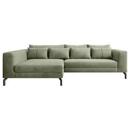 Ecksofa Inosign "Cross, mit softem Sitz, L-Form, wendbare Zierkissen, Breite 284 cm", grün (mayfly), B:284cm H:82cm T:172cm, 88% PES; 12% Nylon, Sofas, Couch mit vielen Kissen, stylische Kreuznaht, elegante Metallfüße