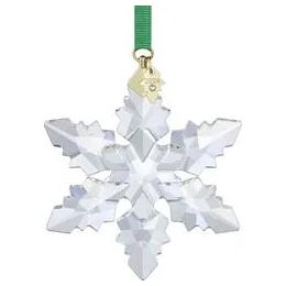 Weihnachtsfigur Swarovski "Deko Sammelfigur Annual Edition Ornament 2024 Schneeflocke, 5661079" Dekofiguren Gr. B/H: 1,3cm x 8,4cm, Schneeflocke, grün (kristallweiß-grün-gelbgoldfarben) Swarovski Kristall