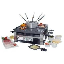 Tischgrill Solis OF SWITZERLAND "COMBI-GRILL 3 IN 1, Fondue, Raclette, Grill" Kontaktgrill_Standgrill_Tischgrill_Teppanyakigrill schwarz