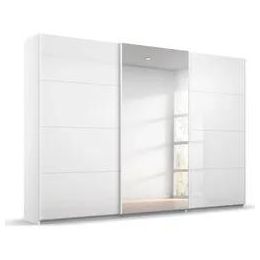 Schwebetürenschrank Rauch "Kleiderschrank Schrank Garderobe KOLUNA mit Glastüren und Spiegel" Schränke Gr. B/H/T: 271 cm x 210 cm x 62 cm, 3 St., weiß (alpinweiß, glas kristallweiß) inkl. 2 Innenschubladen sowie extra Einlegeböden MADE IN GERMANY