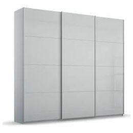 Schwebetürenschrank Rauch "Koluna" Schränke Gr. B/H/T: 203cm x 210cm x 62cm, 3 St., grau (seidengrau/glas seidengrau) Glasfront, inkl. 2 Innenschubladen sowie extra Böden