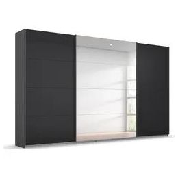 Schwebetürenschrank Rauch "Kleiderschrank Schrank Garderobe KOLUNA mit Glastüren und Spiegel" Schränke Gr. B/H/T: 315 cm x 229 cm x 62 cm, 3 St., grau (graumetallic, glas basalt) inkl. 2 Innenschubladen sowie extra Einlegeböden MADE IN GERMANY