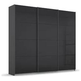 Schwebetürenschrank Rauch "Koluna" Schränke Gr. B/H/T: 203cm x 210cm x 62cm, 3 St., grau (graumetallic/glas basalt) Glasfront, inkl. 2 Innenschubladen sowie extra Böden