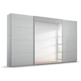 Schwebetürenschrank Rauch "Kleiderschrank Schrank Garderobe KOLUNA mit Glastüren und Spiegel" Schränke Gr. B/H/T: 315 cm x 210 cm x 62 cm, 3 St., grau (seidengrau, glas seidengrau) inkl. 2 Innenschubladen sowie extra Einlegeböden MADE IN GERMANY