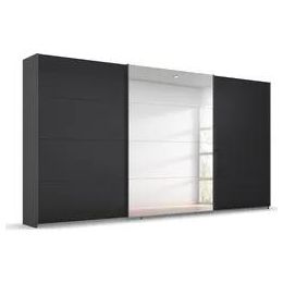 Schwebetürenschrank Rauch "Kleiderschrank Schrank Garderobe KOLUNA mit Glastüren und Spiegel" Schränke Gr. B/H/T: 360 cm x 229 cm x 62 cm, 3 St., grau (graumetallic, glas basalt) inkl. 2 Innenschubladen sowie extra Einlegeböden MADE IN GERMANY