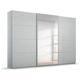 Schwebetürenschrank Rauch "Kleiderschrank Schrank Garderobe KOLUNA mit Glastüren und Spiegel" Schränke Gr. B/H/T: 271cm x 210cm x 62cm, 3 St., grau (seidengrau/glas seidengrau) inkl. 2 Innenschubladen sowie extra Einlegeböden MADE IN GERMANY