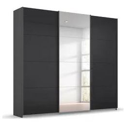 Schwebetürenschrank Rauch "Kleiderschrank Schrank Garderobe KOLUNA mit Glastüren und Spiegel" Schränke Gr. B/H/T: 203 cm x 229 cm x 62 cm, 3 St., grau (graumetallic, glas basalt) inkl. 2 Innenschubladen sowie extra Einlegeböden MADE IN GERMANY