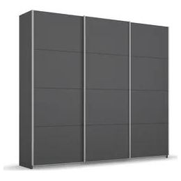 Schwebetürenschrank Rauch "Kleiderschrank Schrank Garderobe KOLUNA mit Dekor-Front" Schränke Gr. B/H/T: 203cm x 210cm x 62cm, 3 St., grau (graumetallic) inkl. 2 Innenschubladen sowie extra Einlegeböden MADE IN GERMANY