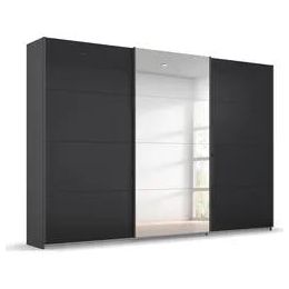 Schwebetürenschrank Rauch "Kleiderschrank Schrank Garderobe KOLUNA mit Glastüren und Spiegel" Schränke Gr. B/H/T: 271cm x 229cm x 62cm, 3 St., grau (graumetallic/glas basalt) inkl. 2 Innenschubladen sowie extra Einlegeböden MADE IN GERMANY