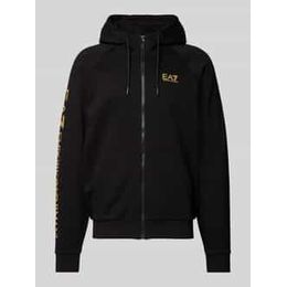 EA7 Emporio Armani Sweatjacke mit Logo-Prints und Kapuze