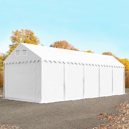 TOOLPORT 4x10 m Lagerzelt, PVC-Plane, weiß, mit Bodenrahmen, mit Statik (Betonuntergrund) - (57679)