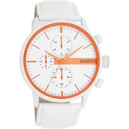 Quarzuhr Oozoo Armbanduhren weiß (weiß-weiß, orange) Damen Armbanduhr für & Herren, Mineralglas, analog, unisex