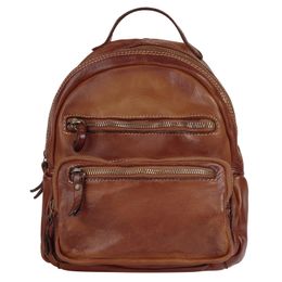 Cityrucksack CLUTY Gr. B/H/T: 27 cm x 24 cm x 6 cm, braun (cognac) Rucksäcke echt Leder, Made in Italy