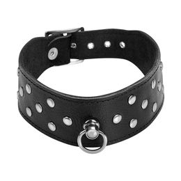 Rimba Breites Leder-Halsband mit Flachnieten