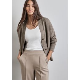 Strickjacke Street One Gr. 36, beige (mocha mel.) Damen Strickjacken in melierter Optik