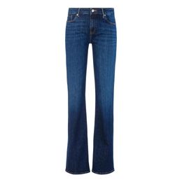 Bootcut-Jeans Tommy Hilfiger "BOOTCUT RW PATY", Damen, Gr. 25, Länge 34, blau (nos dunkelblau), Denim/Jeans, Obermaterial: 99% Baumwolle, 1% Elasthan, unifarben, casual, bootcut fit lang, Jeans, mit Tommy Hilfiger Logo-Badge