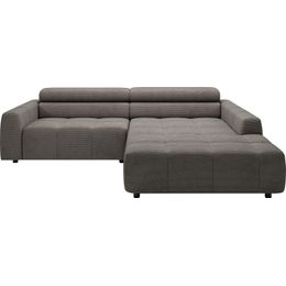 Ecksofa 3C CANDY, B:258cm H:68cm T:217cm, grau, 95% Polyester, 5% Nylon, Sofas, "Denver auch mit Cord- und Easy care-Bezug, Kopfteilverstellung