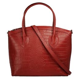 CLUTY Damen Henkeltasche, rot, Leder, Taschen, echt Leder, Made in Italy