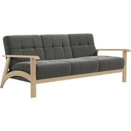 Sit & More 3-Sitzer SIT & MORE, B:199cm H:88cm T:106cm, braun, 95% Polyester 5% Polyamid, Sofas, "Billund", Armlehnen aus Buchenholz in natur, verschiedene