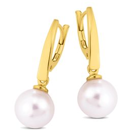 OROLINO Damen Paar Ohrh&auml;nger "585 Gold Perle wei&szlig; 7,5-8,0mm", one-size, Gold, gelb, Gold, Ohrringe