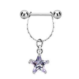 Adelia&acute;s ADELIA ́S Damen Brustwarzenpiercing "Piercing Brustpiercing", lila, Chirurgiestahl, Piercings, Anh&auml;nger mit einem Stein-Stern