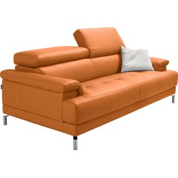 2,5-Sitzer Egoitaliano, B:200cm H:76cm T:106cm, orange, Leder &raquo;BULL&laquo; (echtes Rindsleder). Geschliffenes, pigmentiertes und behandeltes Rindsleder mit