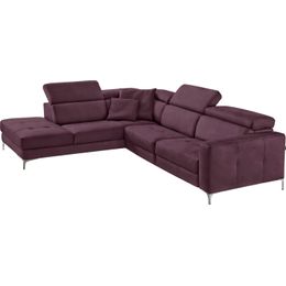 Ecksofa Egoitaliano, B:285cm H:100cm T:221cm, lila, Wohnzimmer, Sofas, "Matt, hoher Sitzkomfort und aufwendige Detailverarbeitung, L-Form", mit