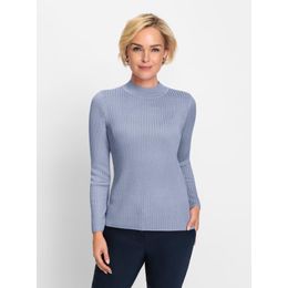 CLASSIC Damen Strickpullover "Pullover", blau, Gr. 46, unifarben, 65% Viskose, 35% Baumwolle, Pullover